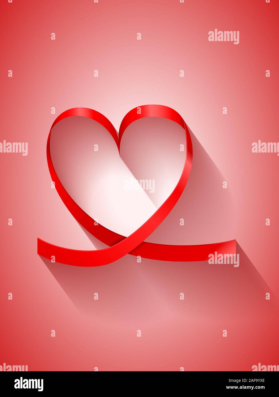 Heart ribbon on red background. Vector illustration Stock Photo - Alamy