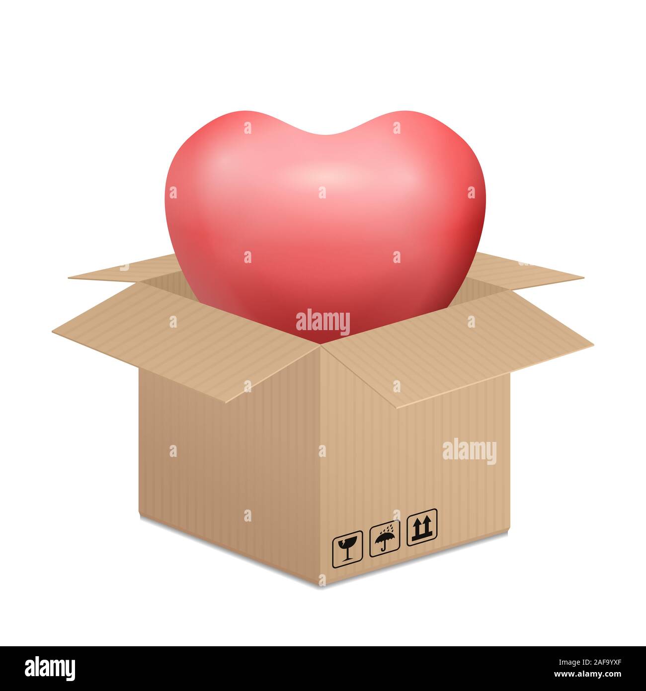 Heart in cardboard box on a white background. Vector illustration Stock ...