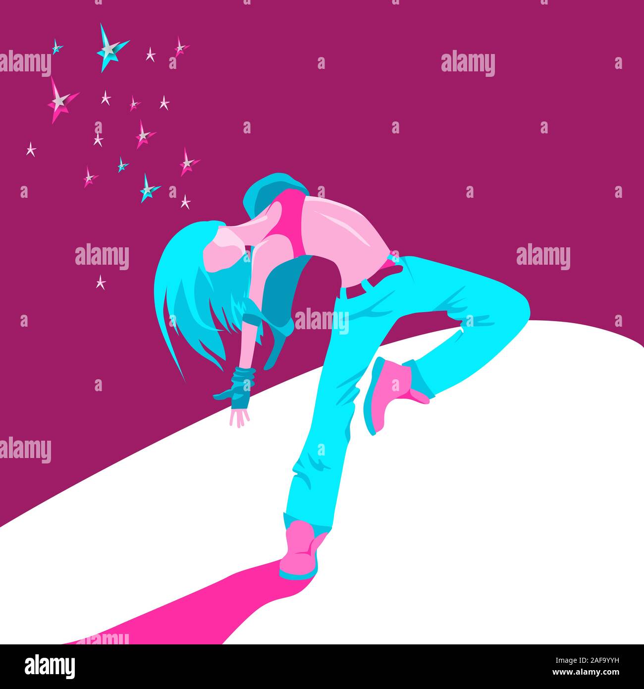 Cartoon girl dancing hi-res stock photography and images - Alamy