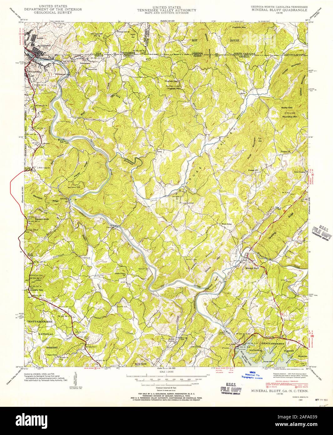 USGS TOPO Map North Carolina GA Mineral Bluff 246402 1941 24000 ...