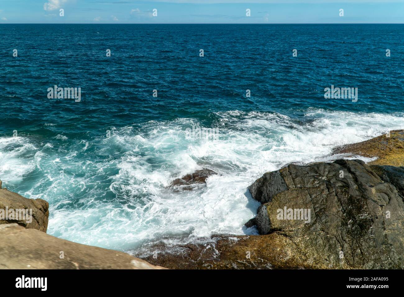 Panoramic view of colorful huge cliff at the sea of South China Stock ...