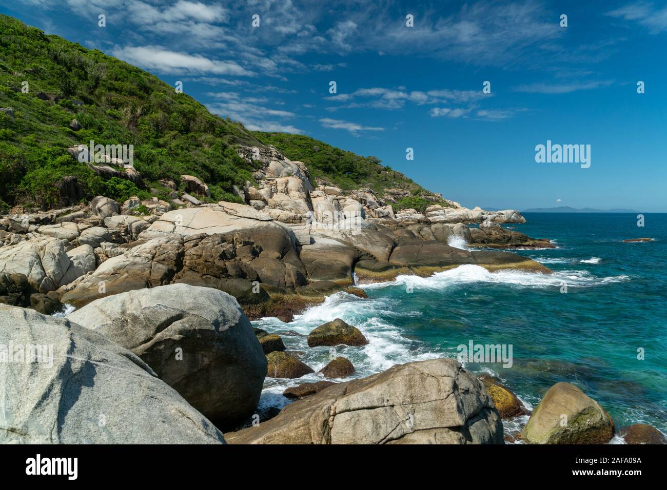 Panoramic view of colorful huge cliff at the sea of South China Stock ...
