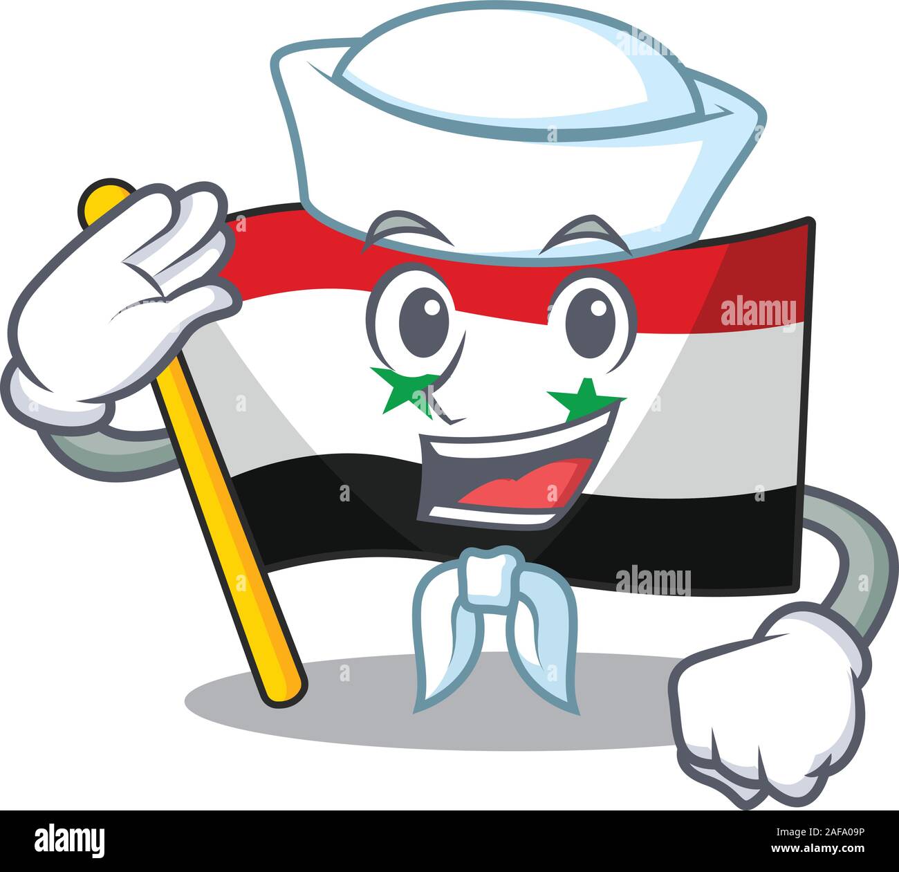 An icon of flag syria Scroll Sailor cartoon character wearing hat Stock ...