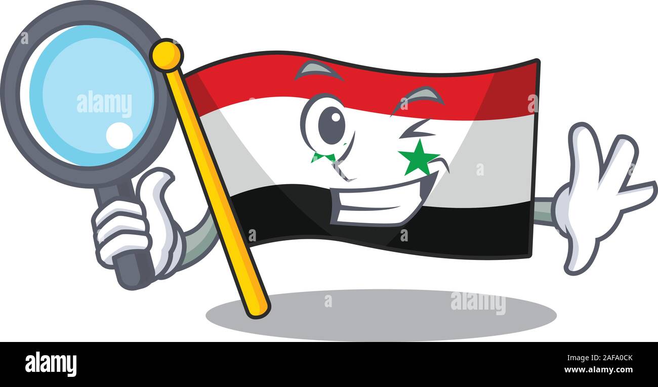 Smart flag syria Scroll Detective cartoon character design Stock Vector ...