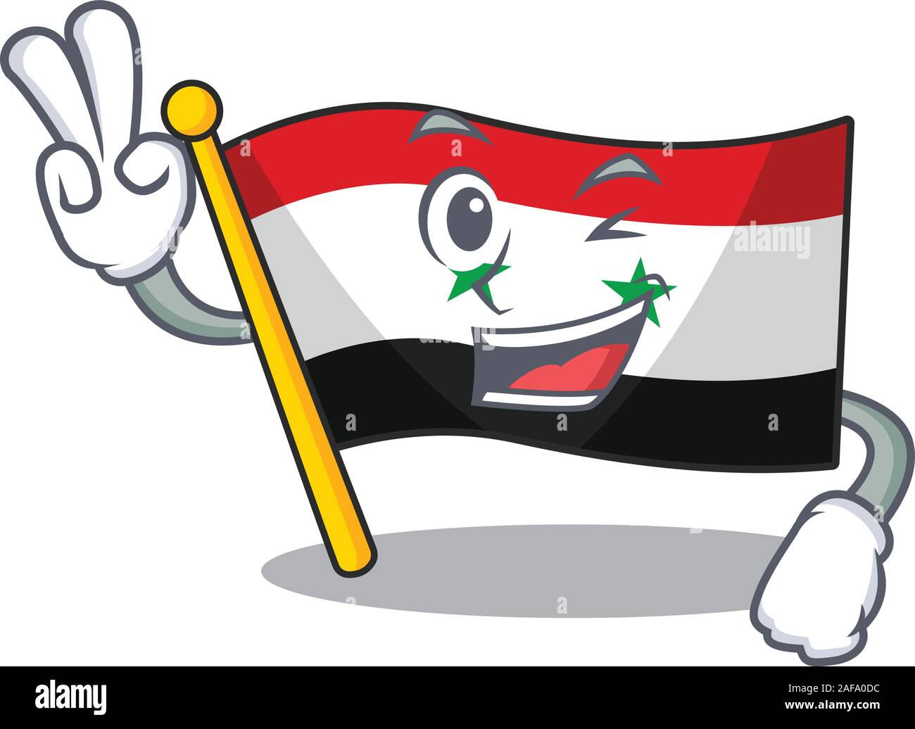 Funny flag syria Scroll cartoon Character with two fingers Stock Vector ...