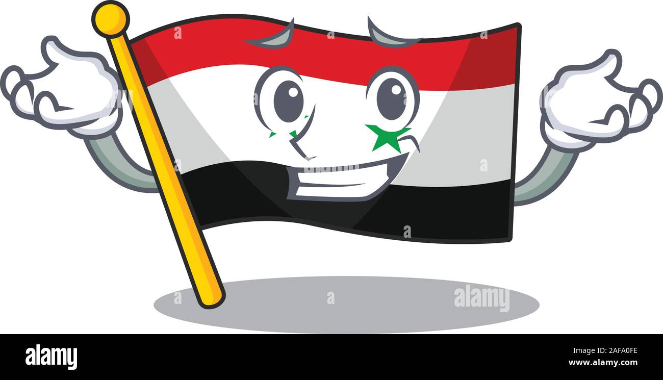 Cute and Cool Grinning flag syria Scroll mascot cartoon style Stock ...