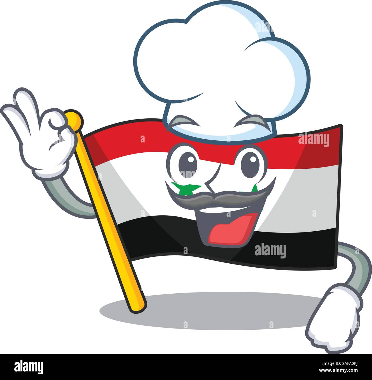 Funny Chef flag syria Scroll cartoon character wearing white hat Stock ...