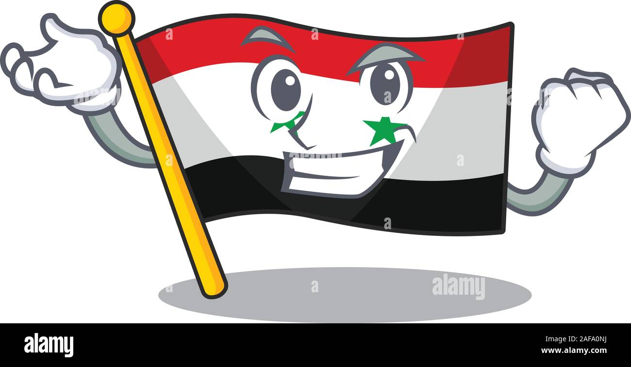 Happy confident Successful flag syria Scroll cartoon character style ...