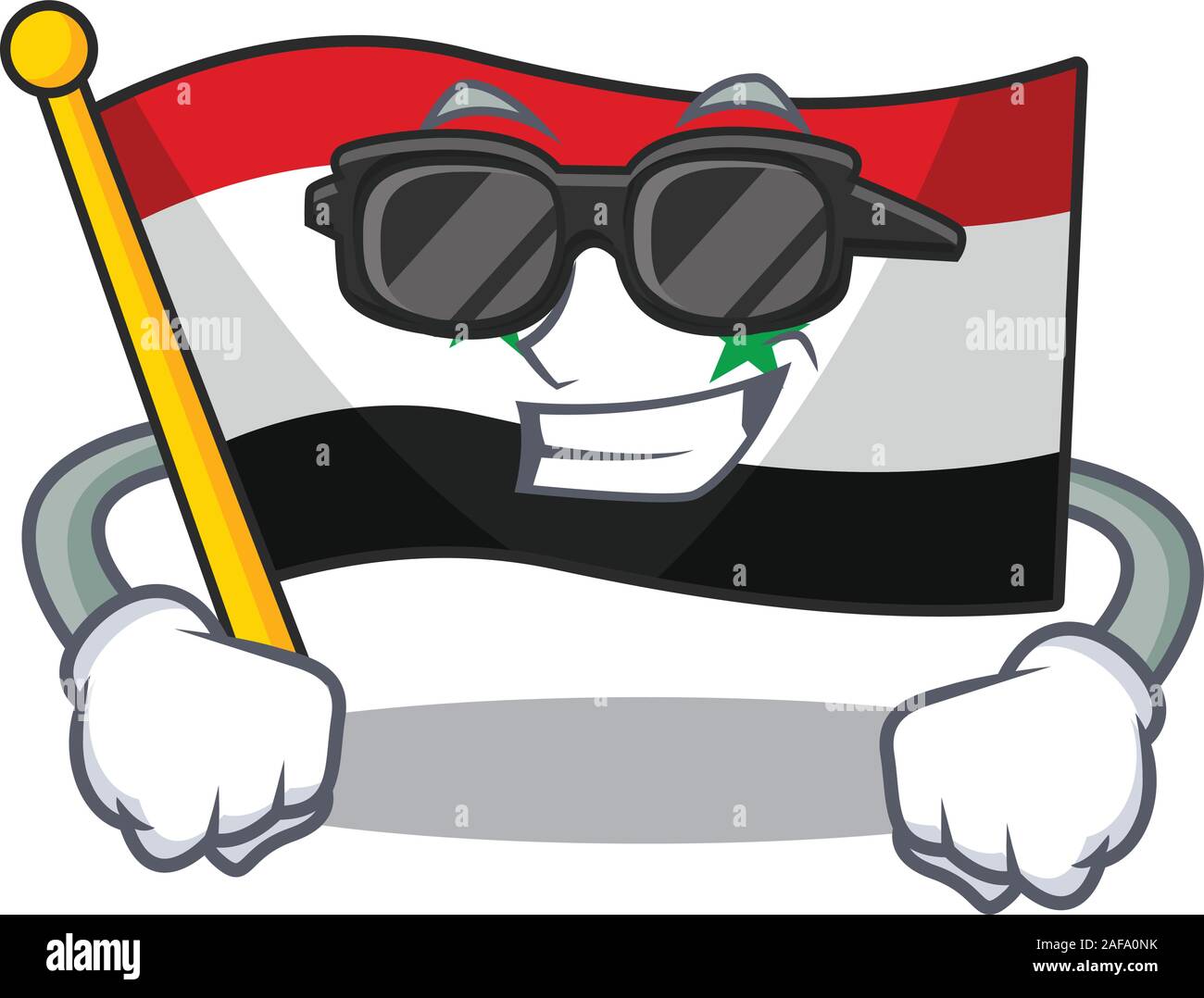 Super cool flag syria Scroll character with black glasses Stock Vector ...