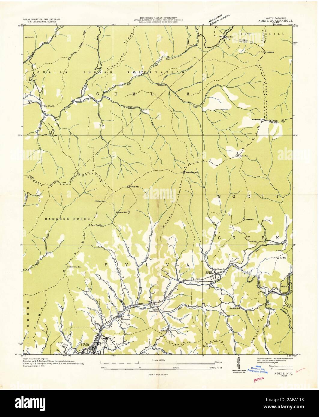 USGS TOPO Map North Carolina NC Addie 163563 1935 24000 Restoration ...
