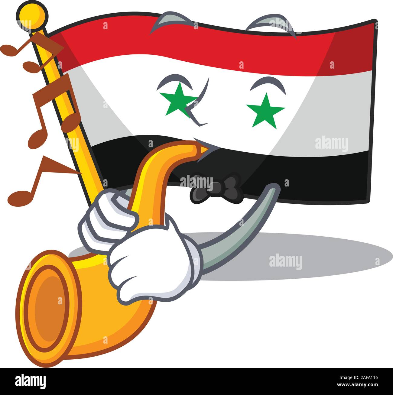 Flag syria Scroll cartoon character design performance with trumpet ...