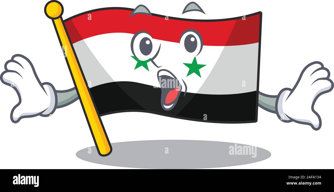 Flag syria Scroll Surprised gesture on cartoon character style Stock ...