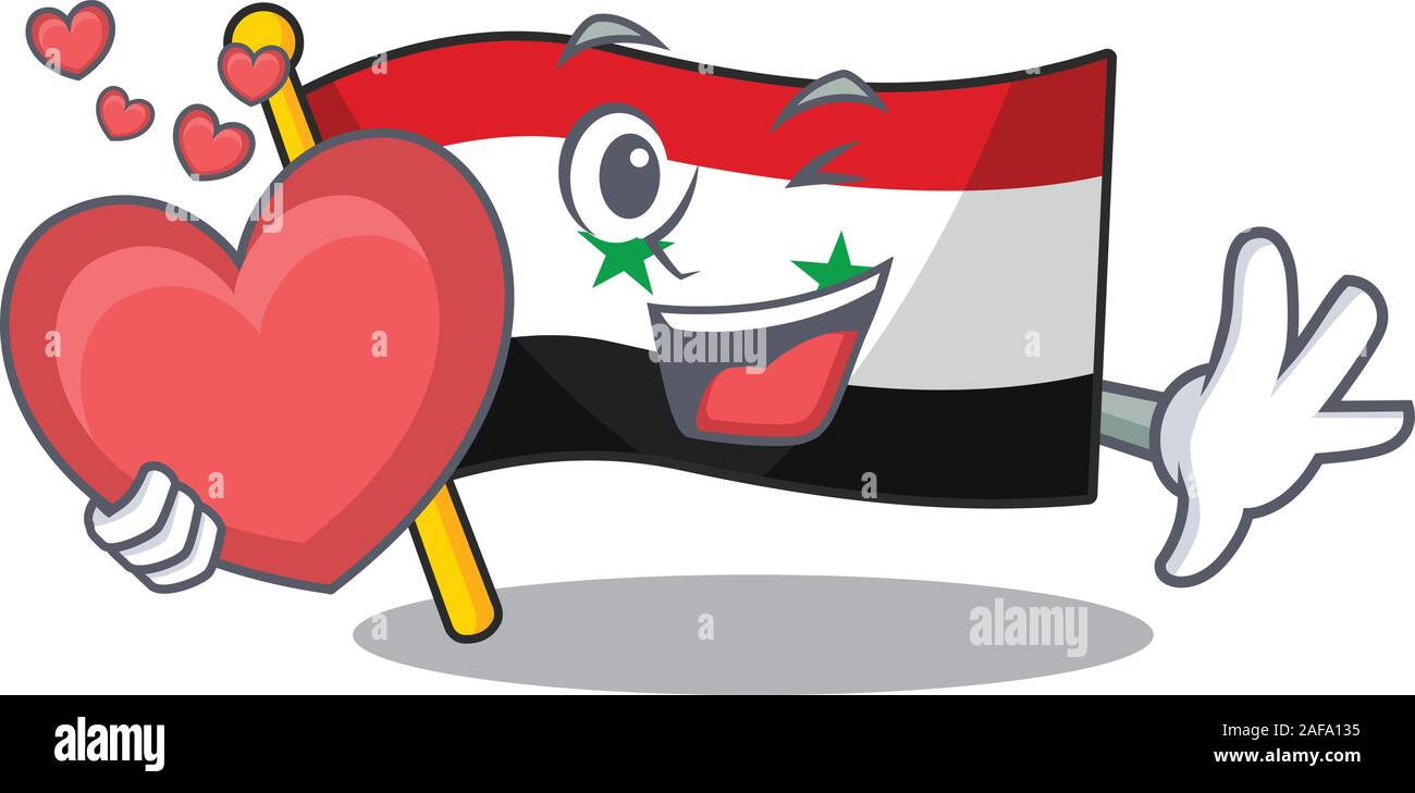 Funny Face flag syria Scroll cartoon character With heart Stock Vector ...