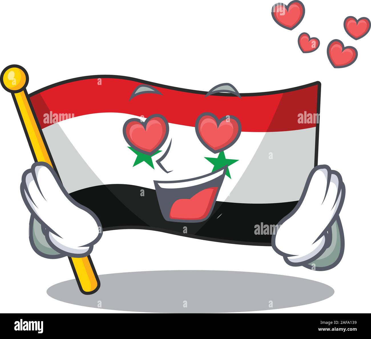 falling In love cute flag syria Scroll cartoon mascot design Stock ...
