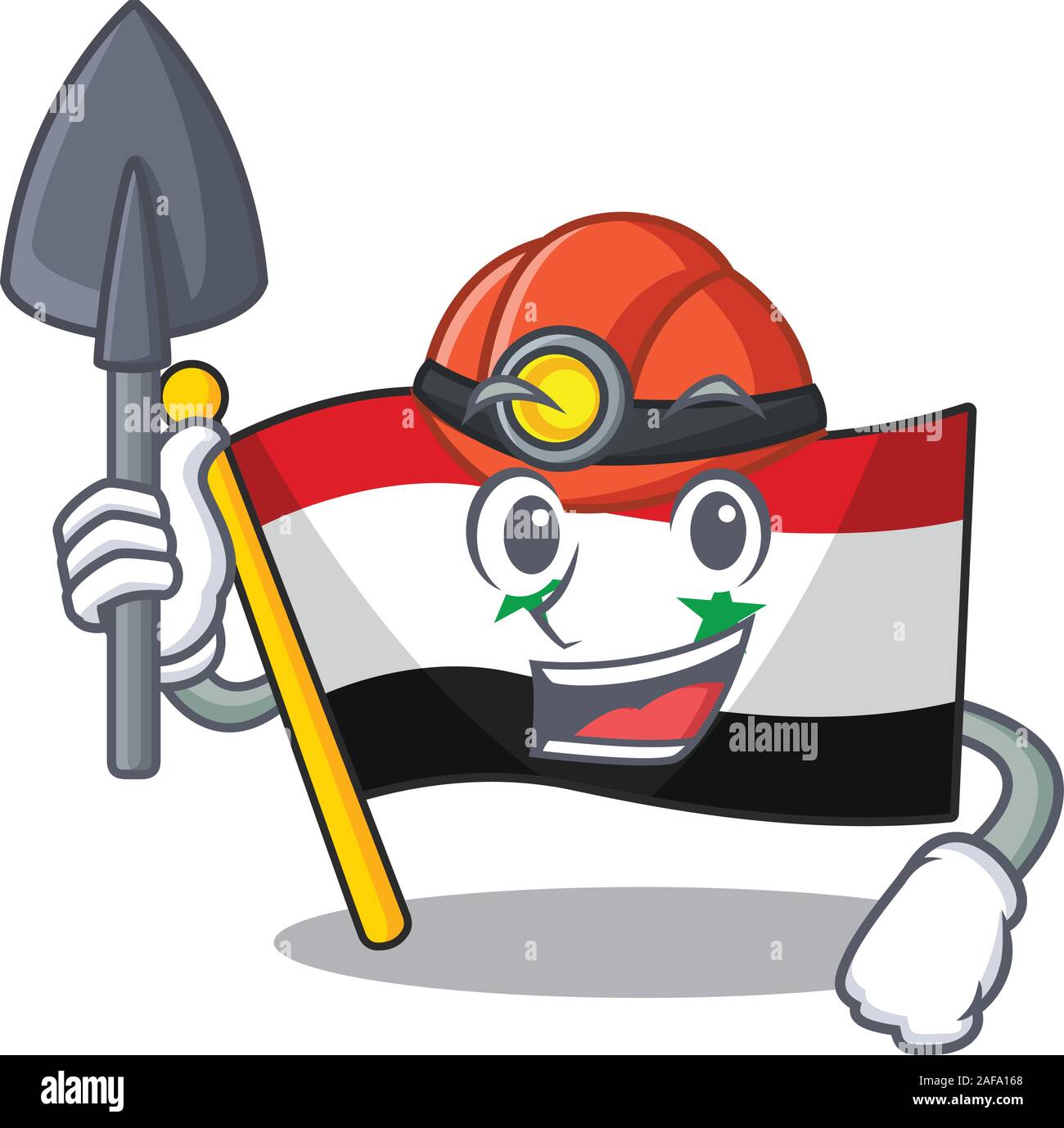 Cool confident Miner flag syria Scroll cartoon character design Stock ...