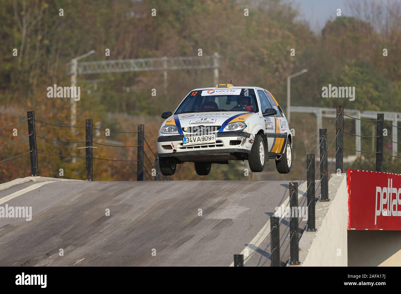 KOCAELI, TURKEY - NOVEMBER 24, 2019: Gurkal Menderes drives Citroen ...