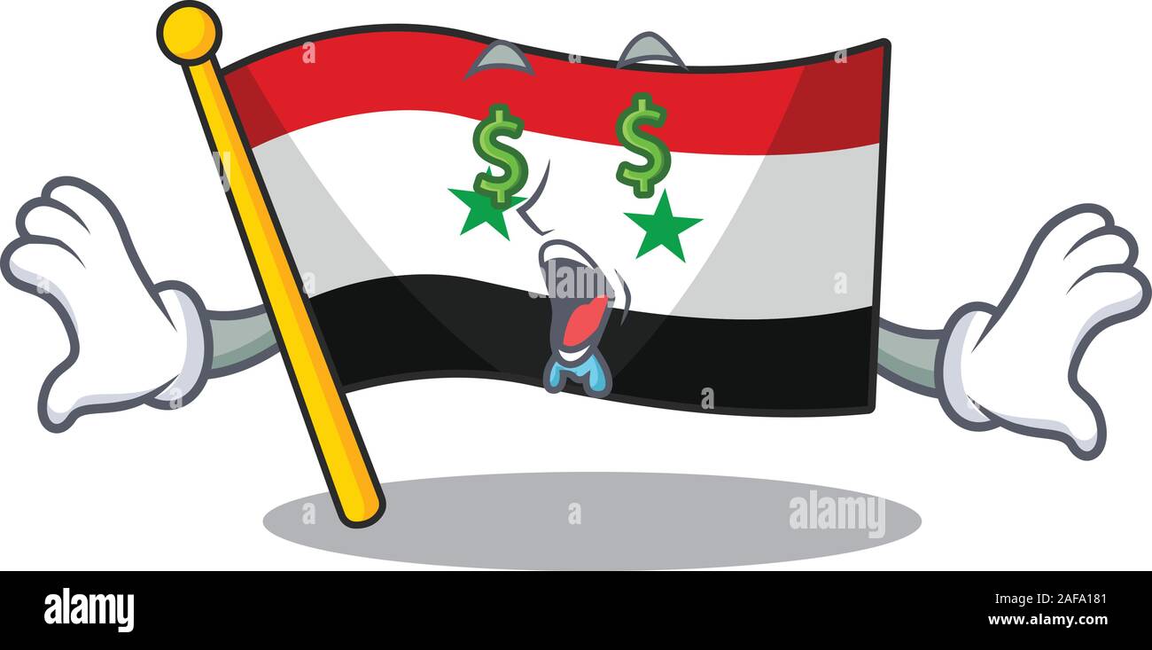 Flag syria Scroll with Money eye cartoon character style Stock Vector ...