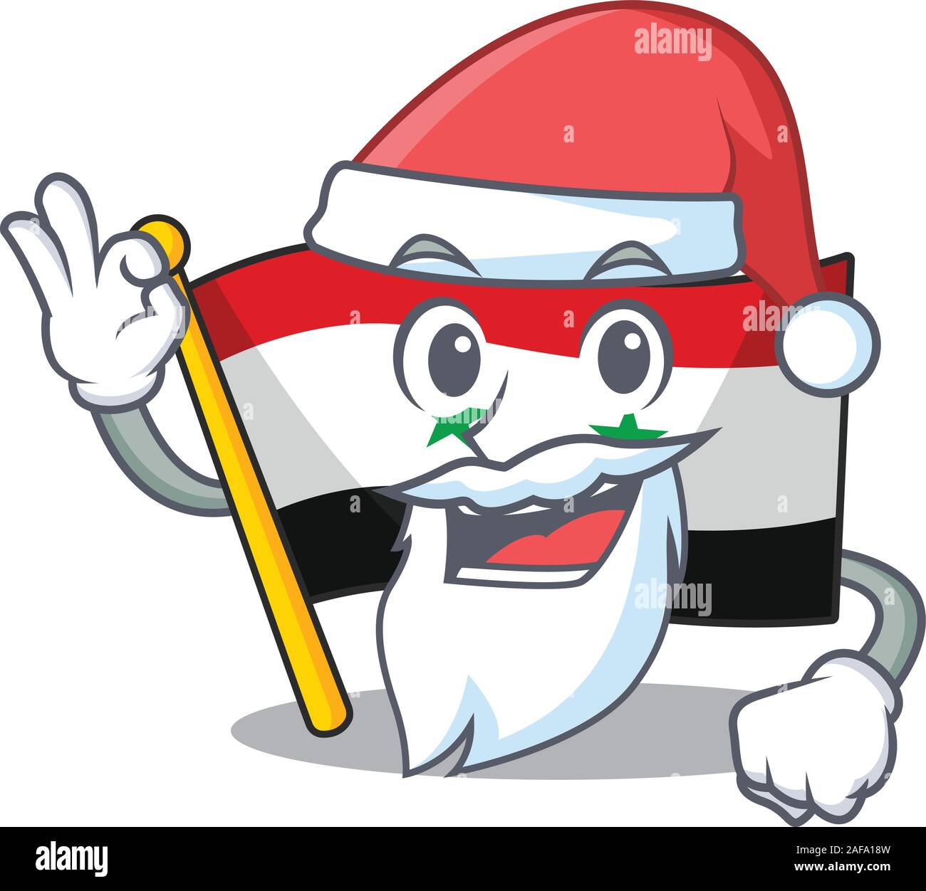 Santa flag syria Scroll cartoon character design with ok finger Stock ...