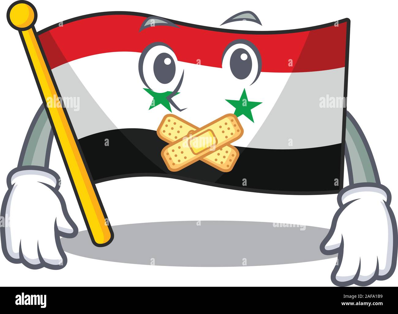 Flag syria Scroll mascot cartoon character design on silent gesture ...