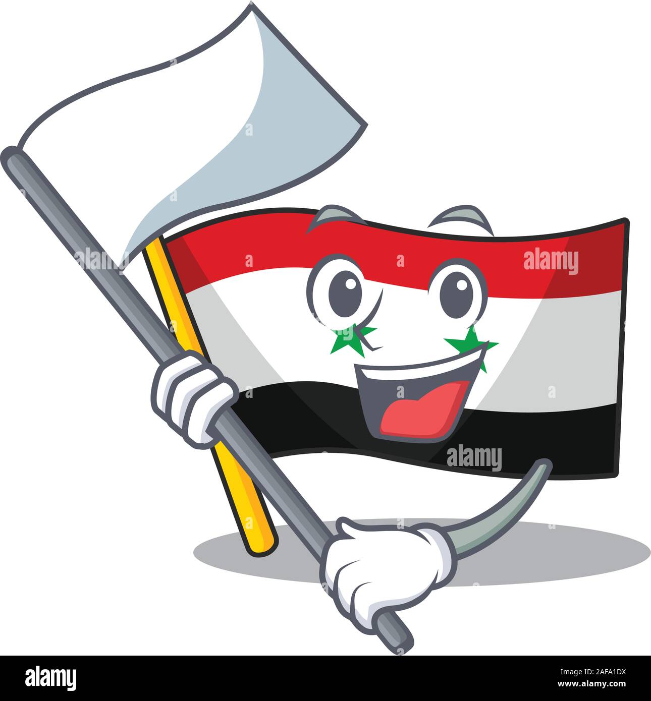 cute flag syria Scroll cartoon character style with standing flag Stock ...