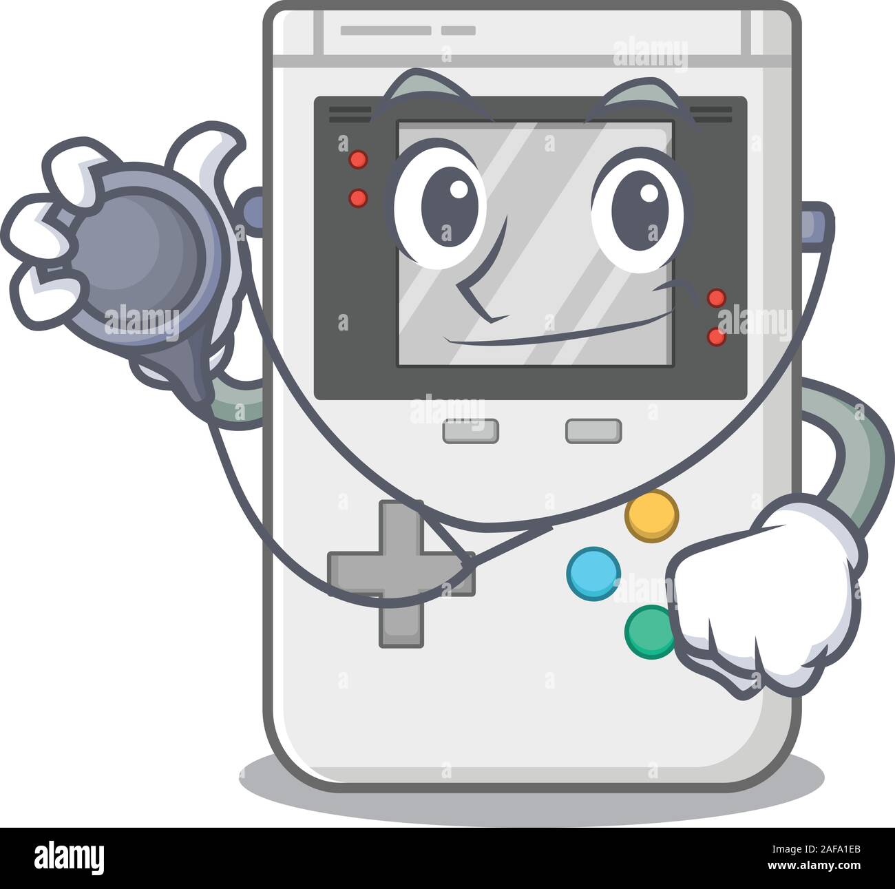 Cute handheld game Scroll cartoon character in a Doctor with tools ...