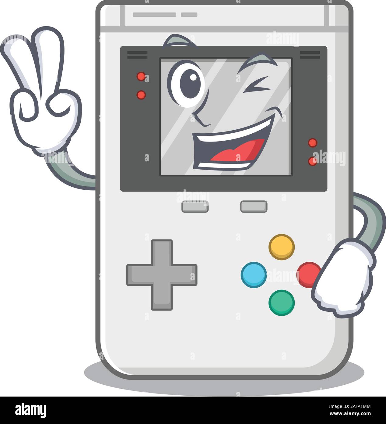 Funny handheld game Scroll cartoon Character with two fingers Stock ...