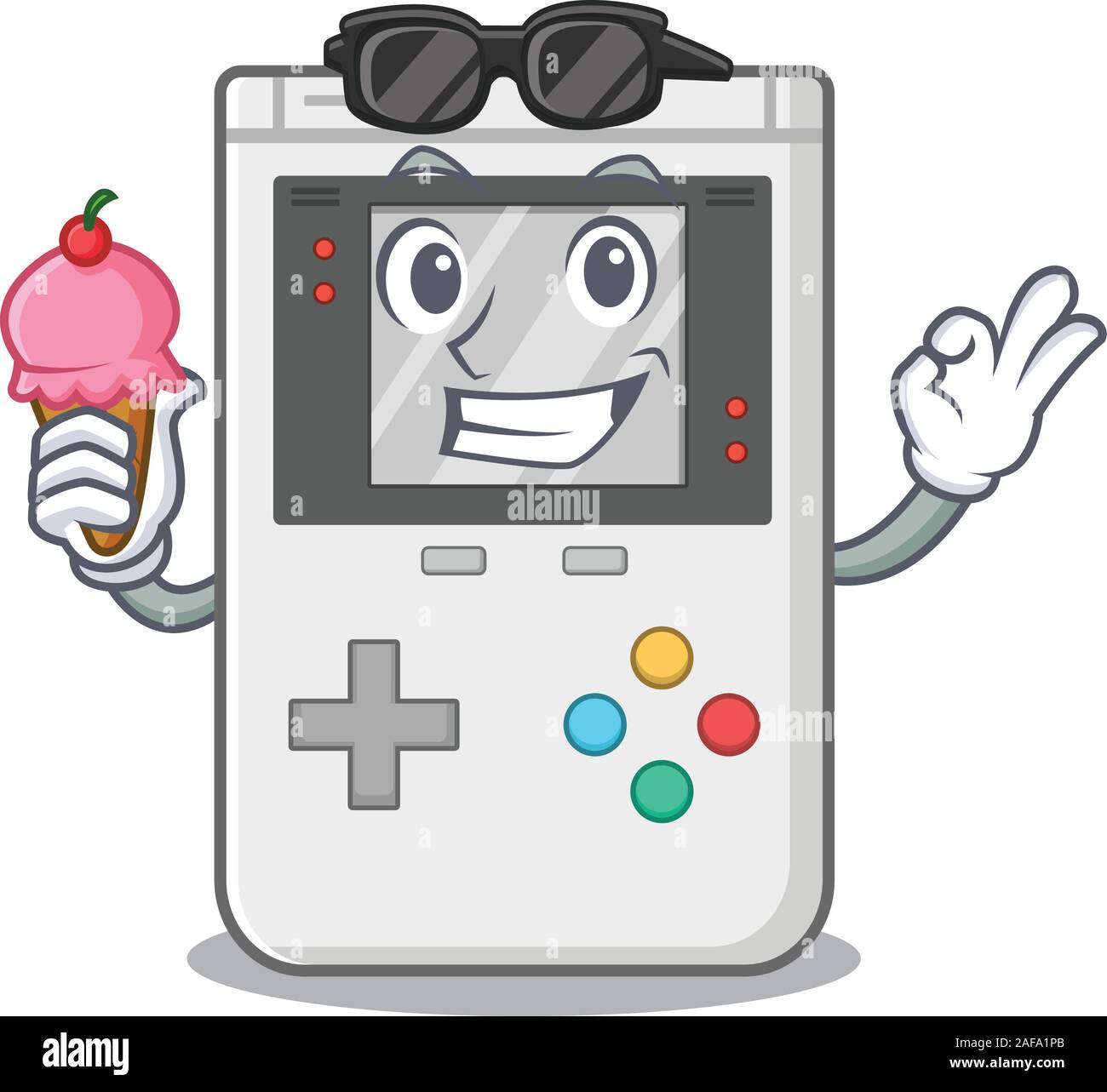 Happy cartoon of handheld game Scroll with ice cream Stock Vector Image ...