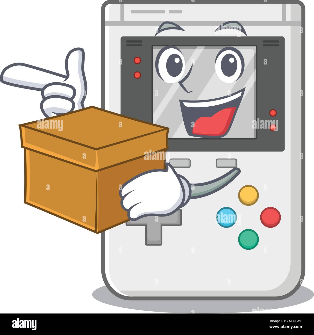 Handheld game Scroll cartoon character bringing a box Stock Vector ...