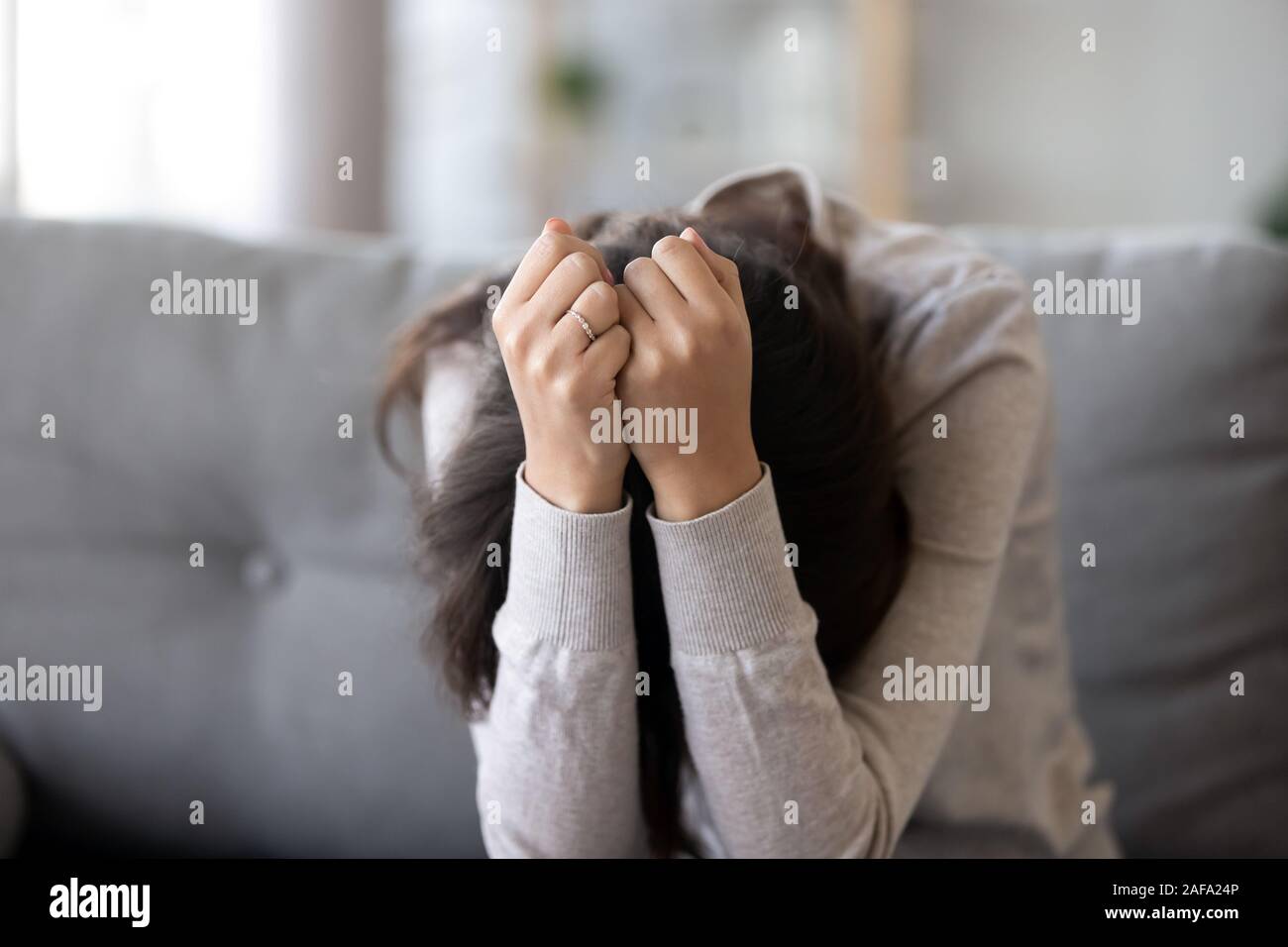 Depressed woman cry feel heartbroken having problems Stock Photo - Alamy