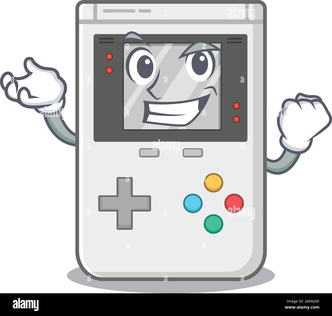 Happy confident Successful handheld game Scroll cartoon character style ...