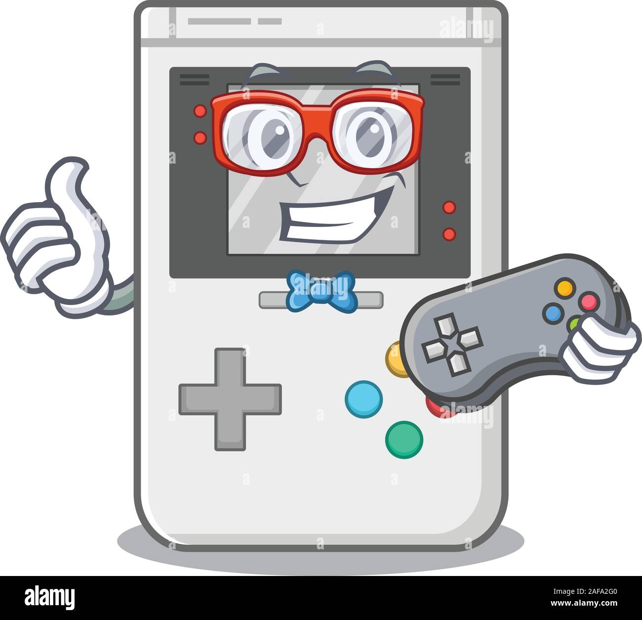 Funny geek gamer handheld game Scroll cartoon character style Stock ...