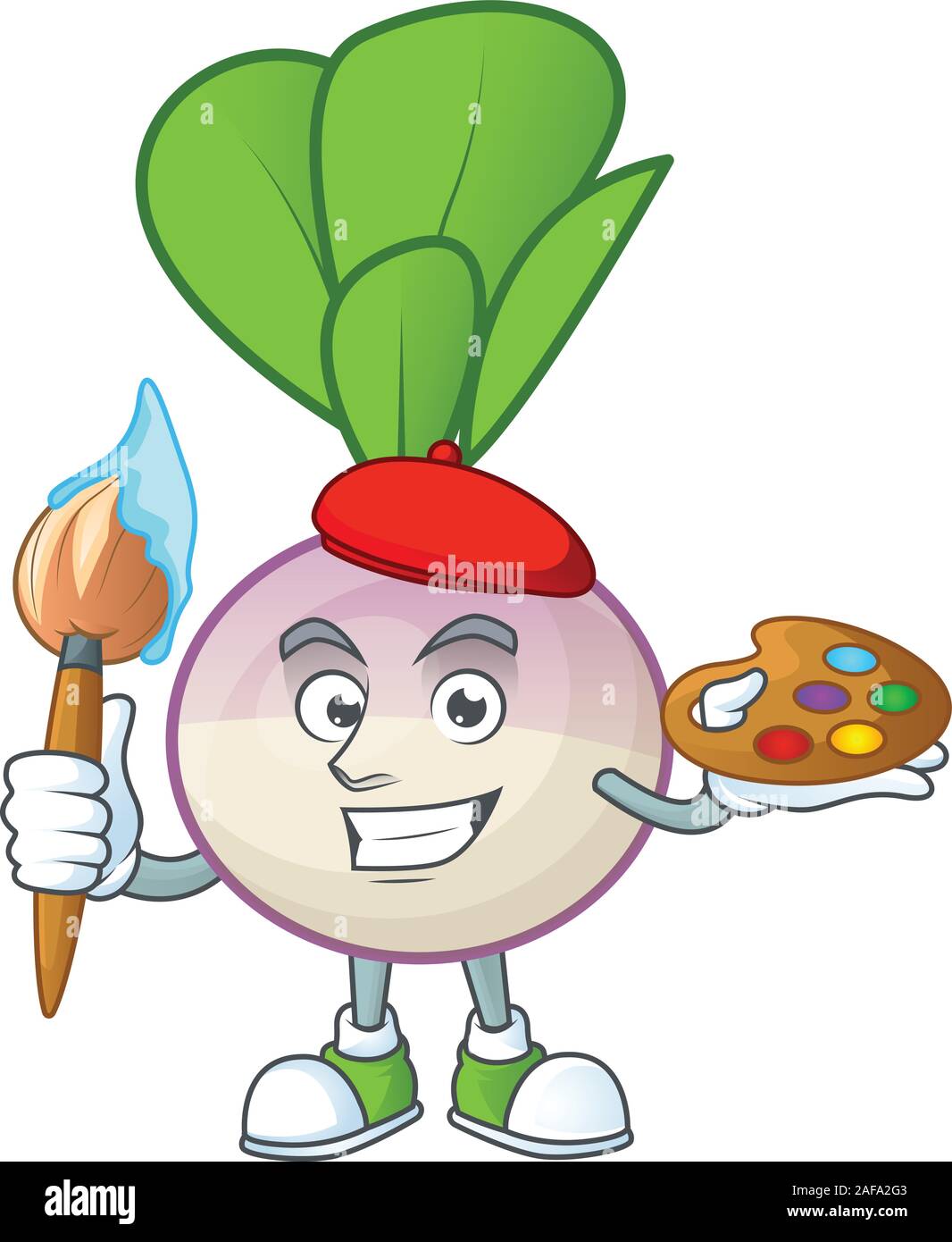 Happy turnip painter cartoon icon with brush Stock Vector Image & Art ...