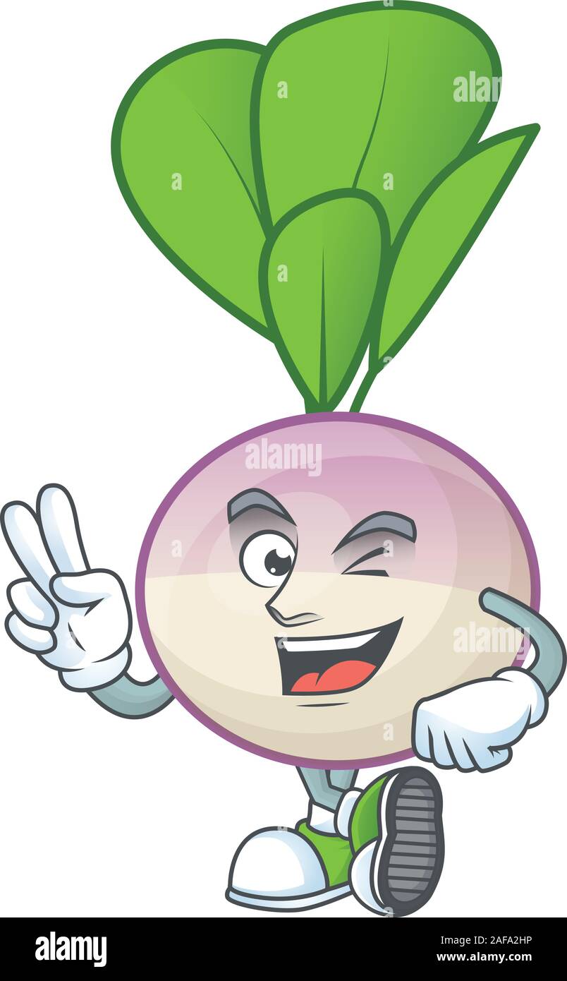 Turnip cartoon mascot style with two fingers Stock Vector Image & Art ...