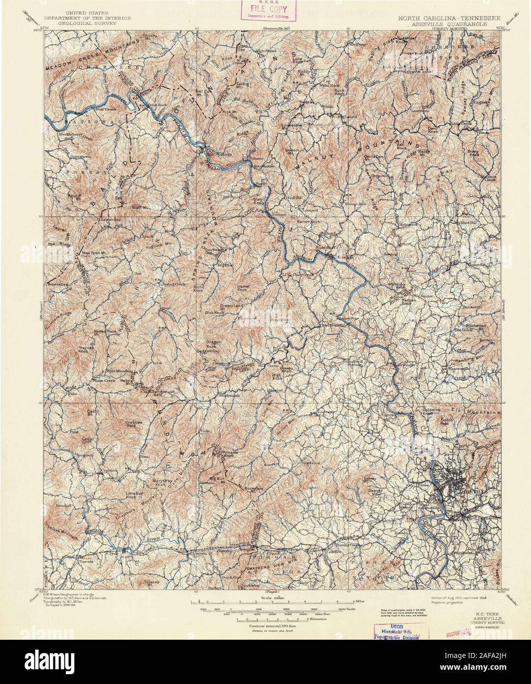 USGS TOPO Map North Carolina NC Asheville 163620 1901 125000 ...
