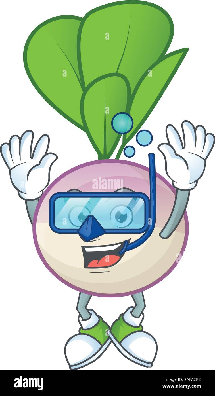 Funny turnip mascot design with Diving glasses Stock Vector Image & Art ...