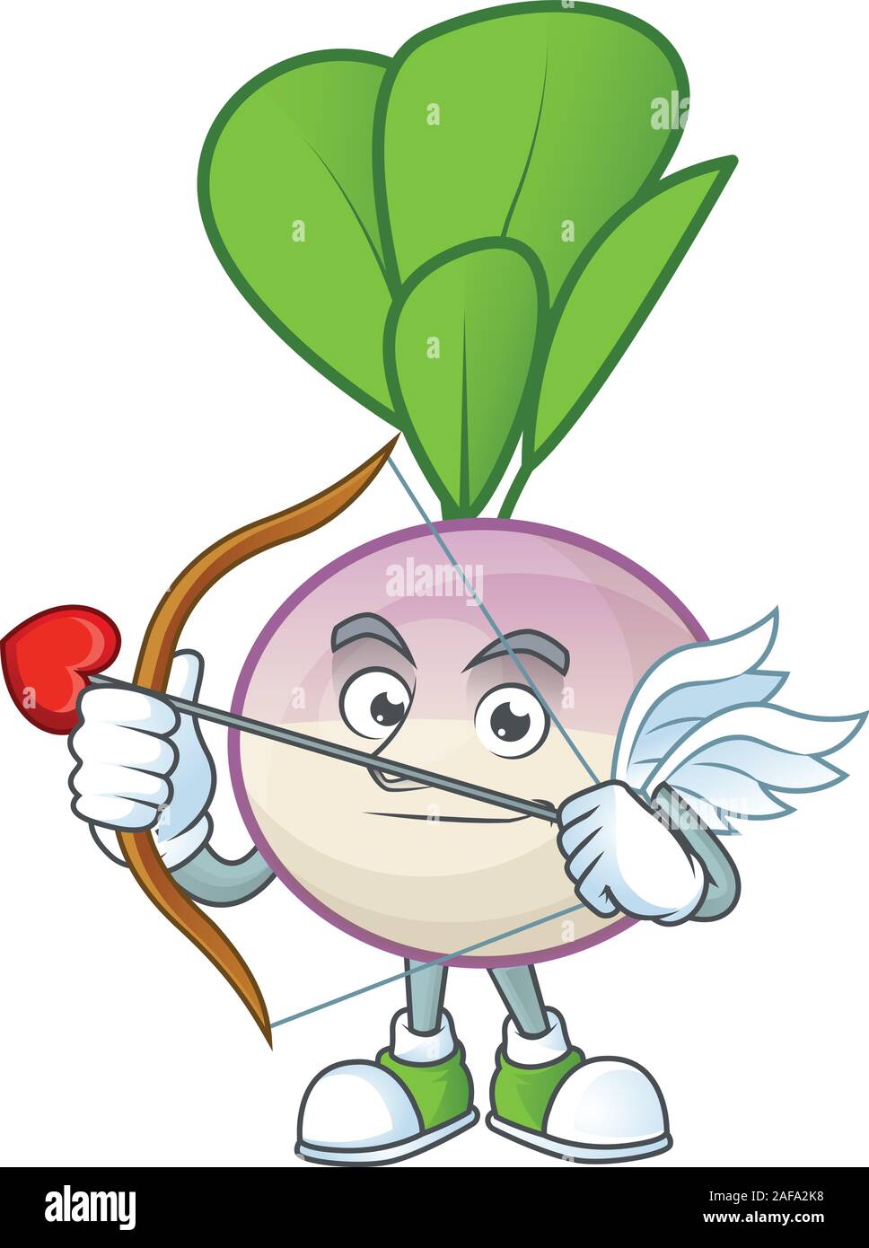 cartoon character of turnip Cupid having arrow and wings Stock Vector ...