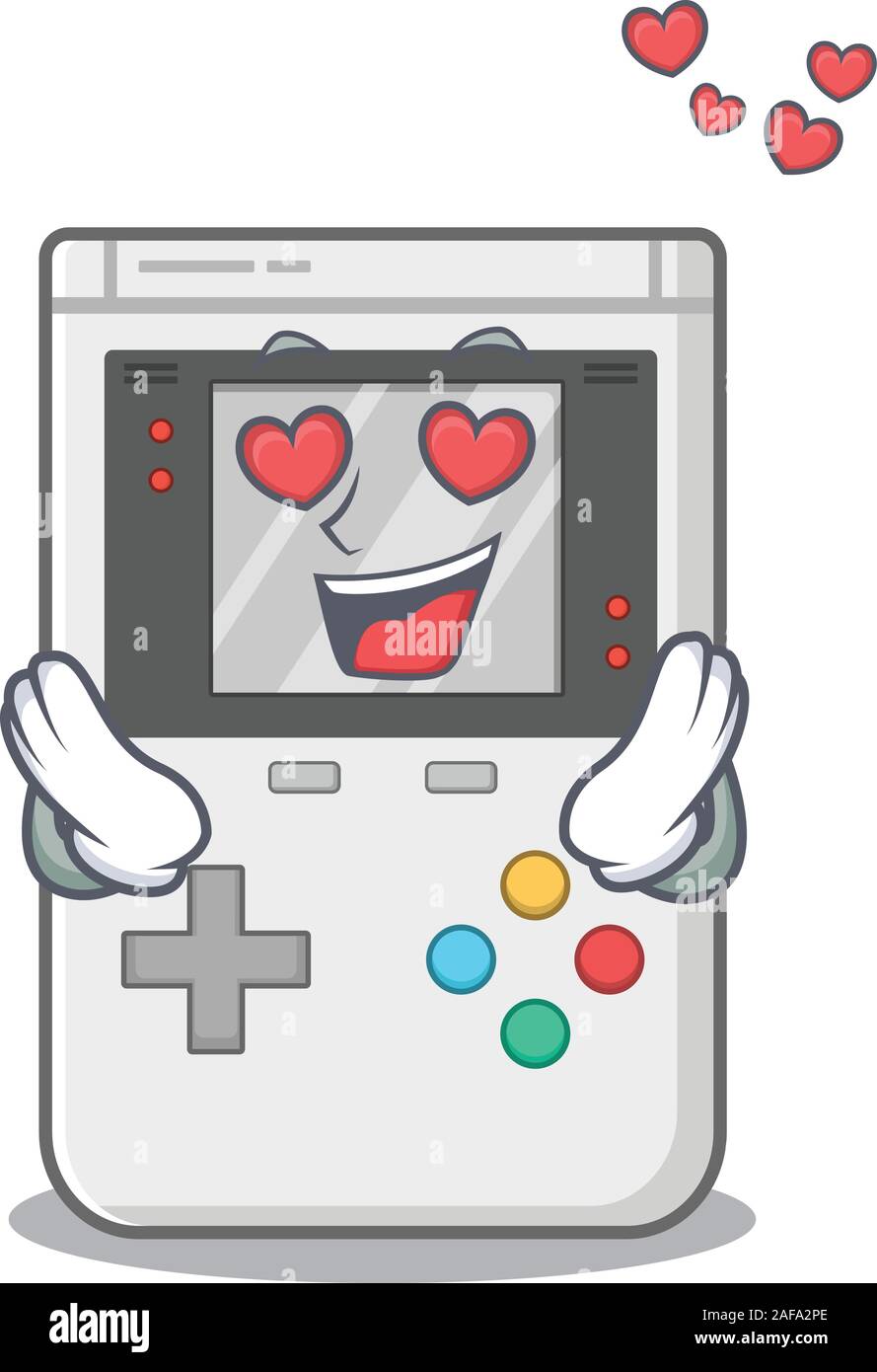 falling In love cute handheld game Scroll cartoon mascot design Stock ...