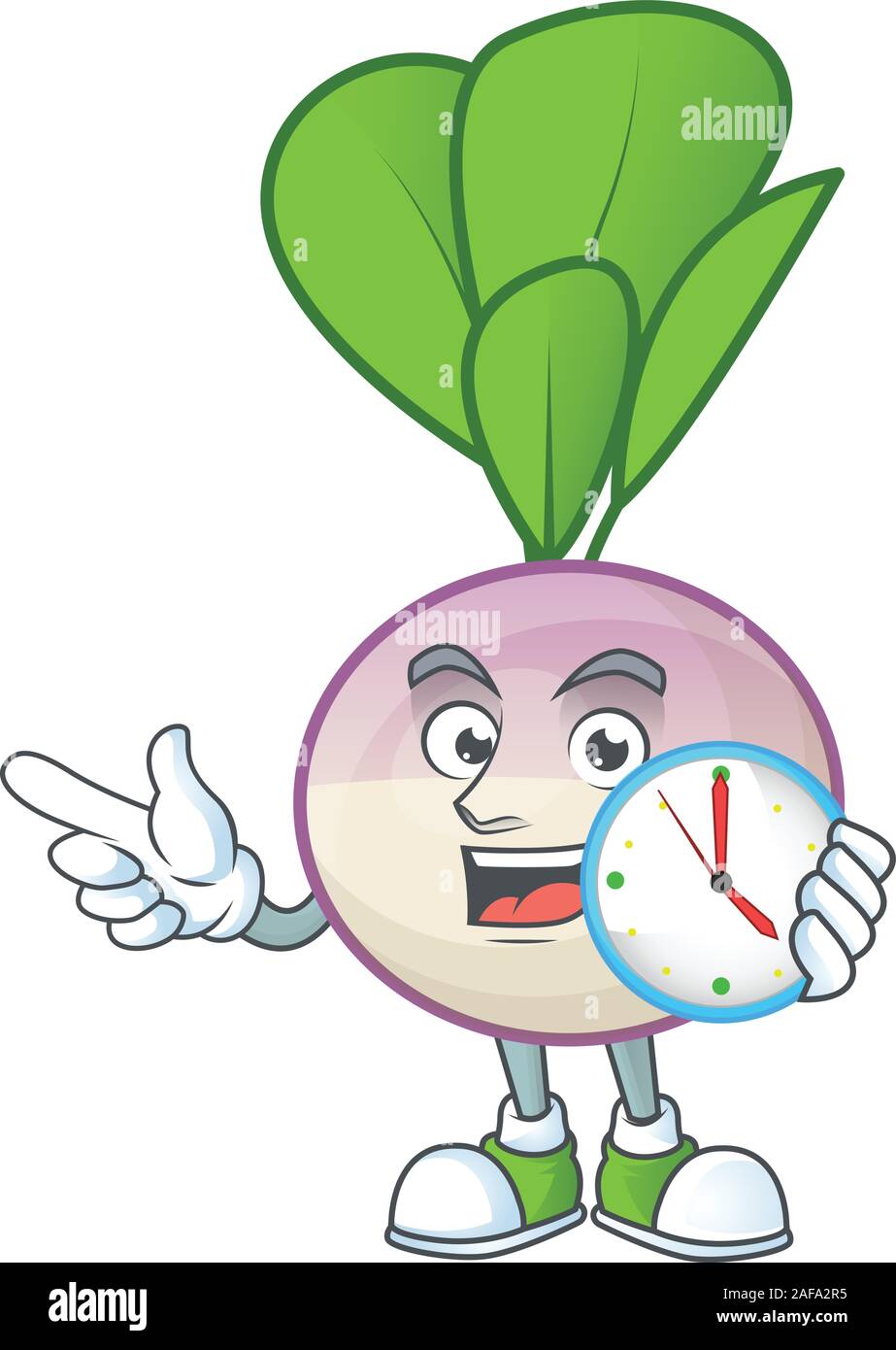 Happy turnip cartoon mascot style with clock Stock Vector Image & Art ...