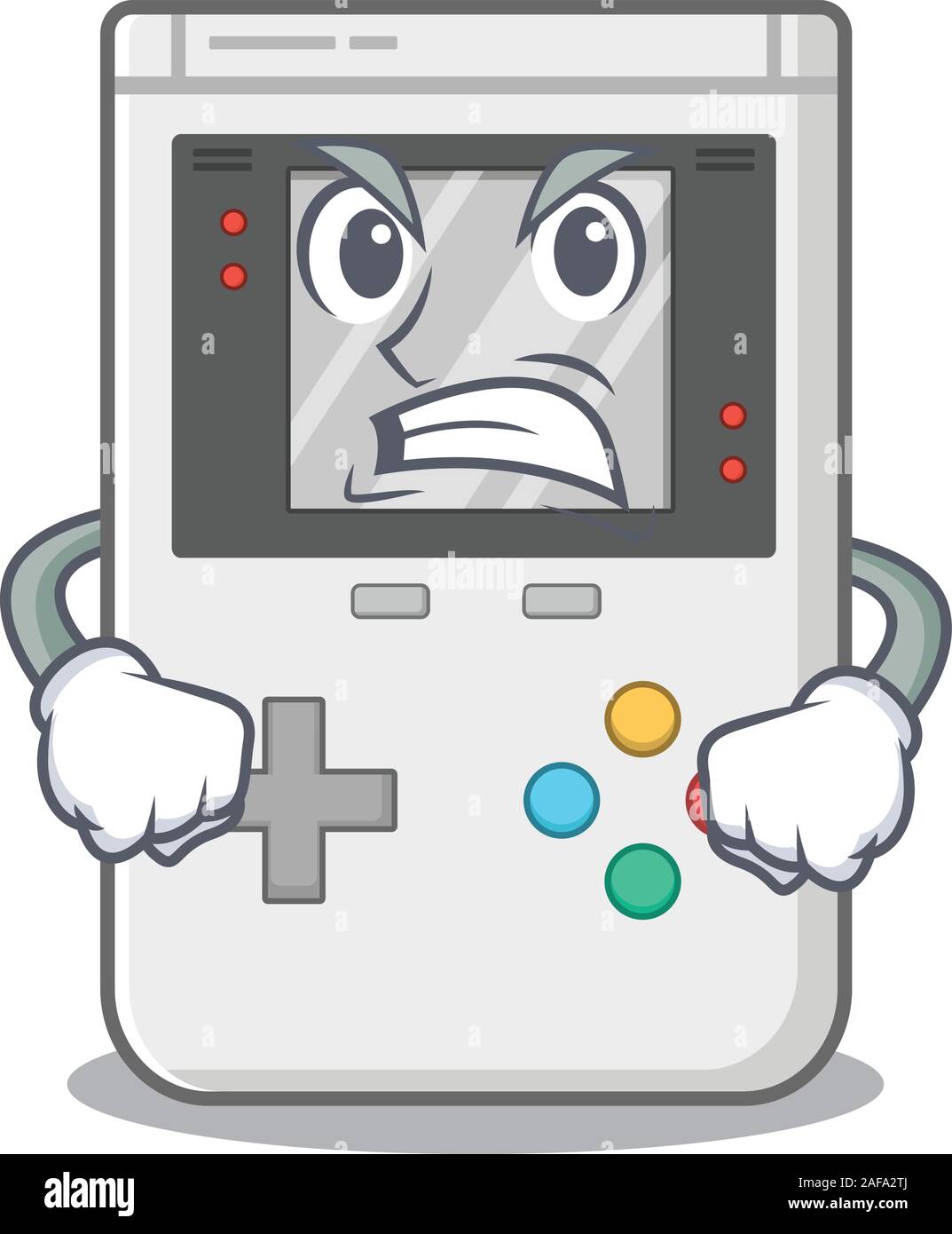 angry face handheld game Scroll cartoon character design Stock Vector ...