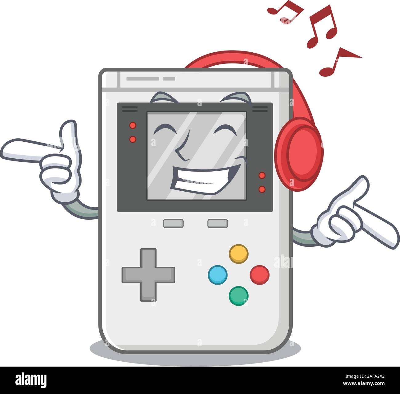 Listening music handheld game Scroll mascot cartoon character design ...