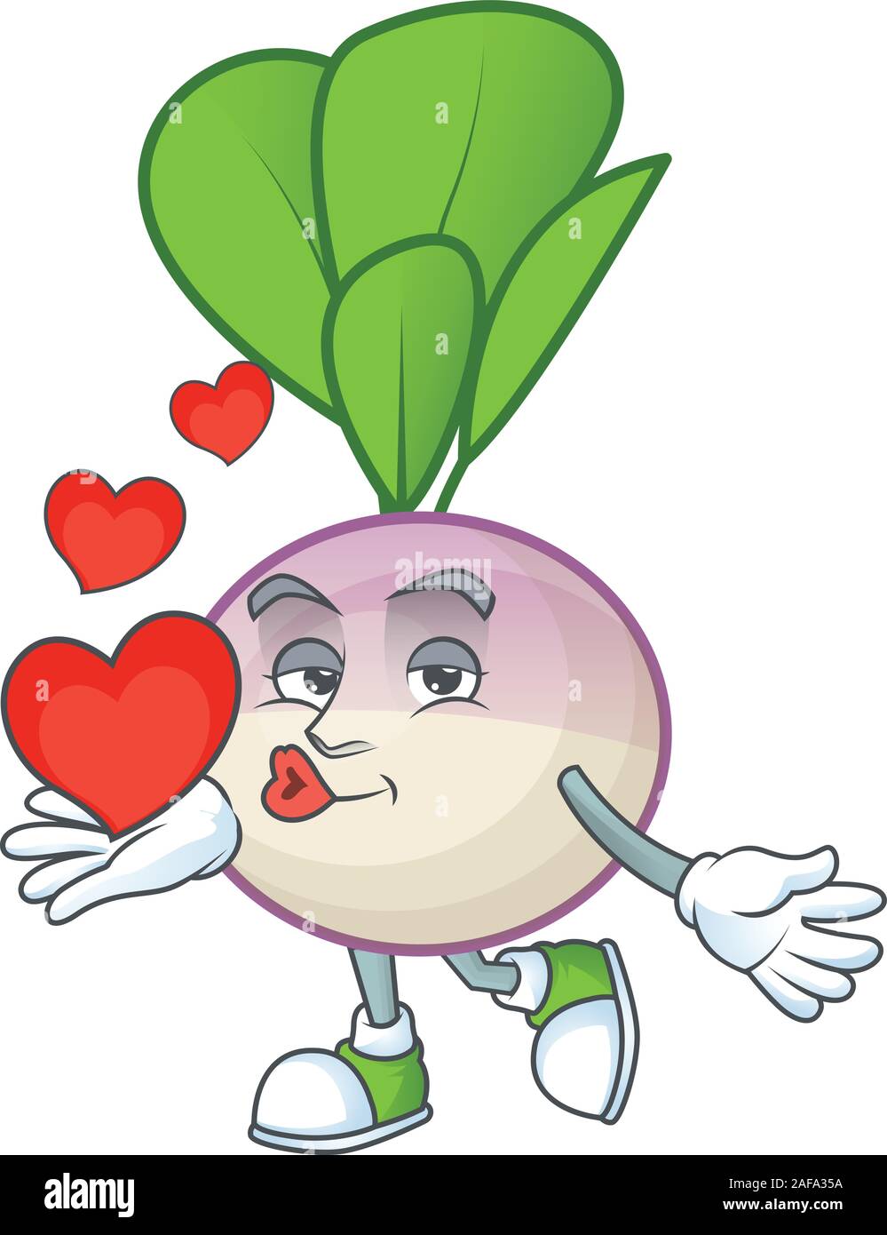 Happy turnip cartoon character mascot with heart Stock Vector Image ...