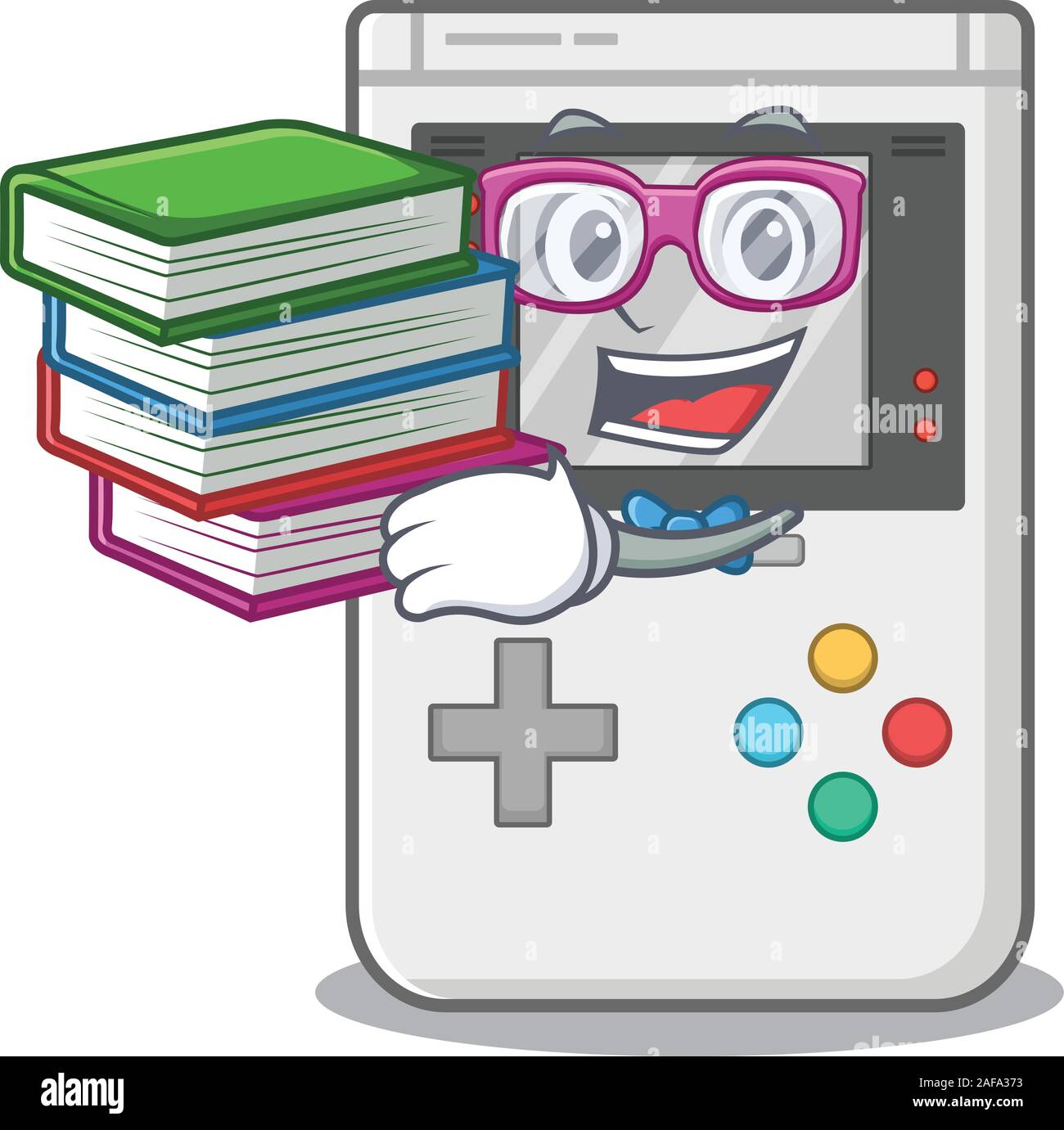Smart Student handheld game Scroll mascot cartoon with book Stock ...