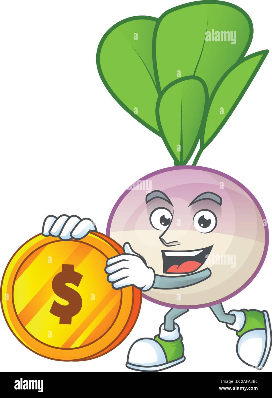 happy face turnip cartoon character with gold coin Stock Vector Image ...