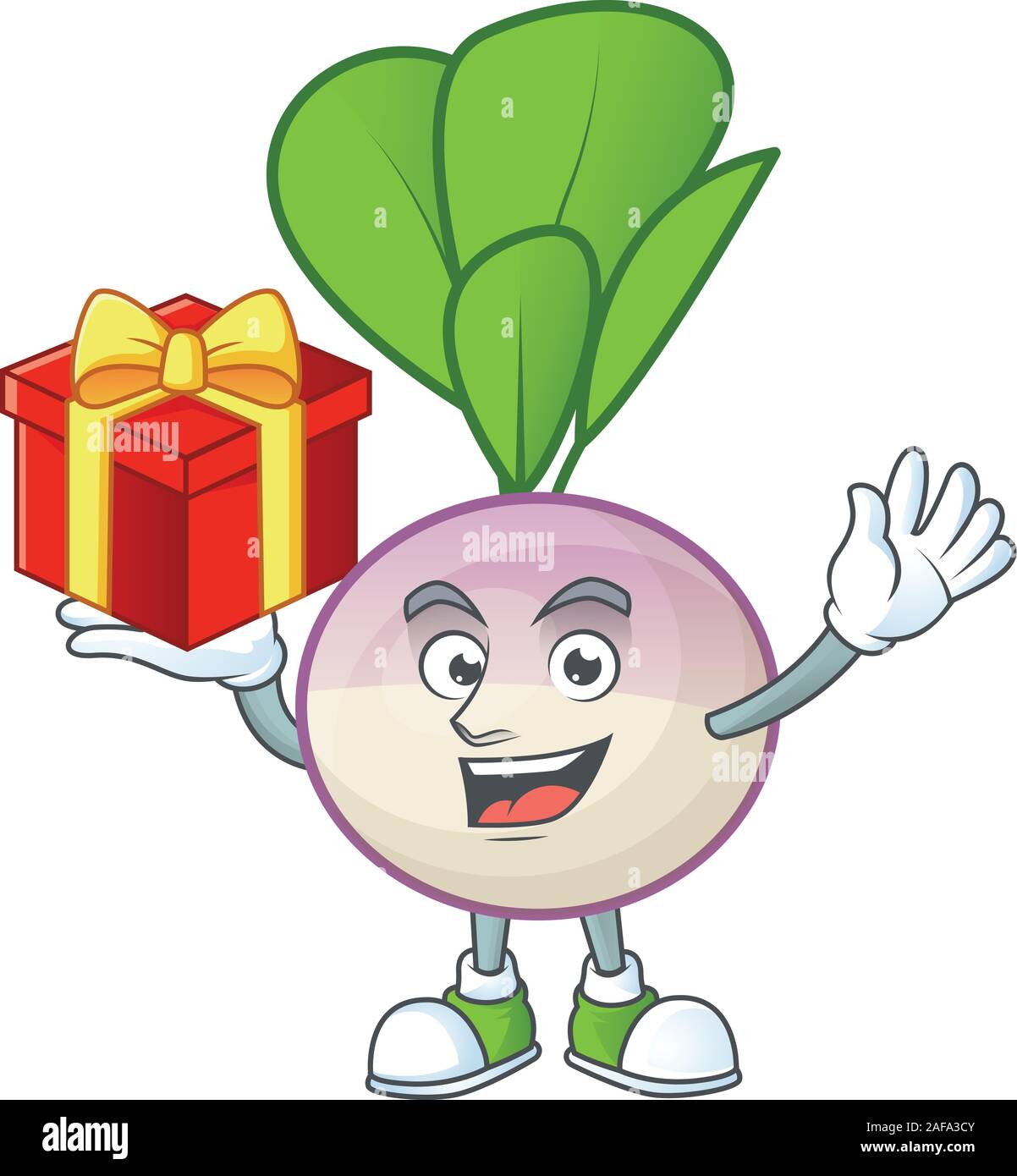 Turnip cartoon character with a box of gift Stock Vector Image & Art ...