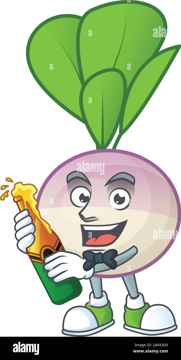 Happy turnip with beer cartoon character design Stock Vector Image ...