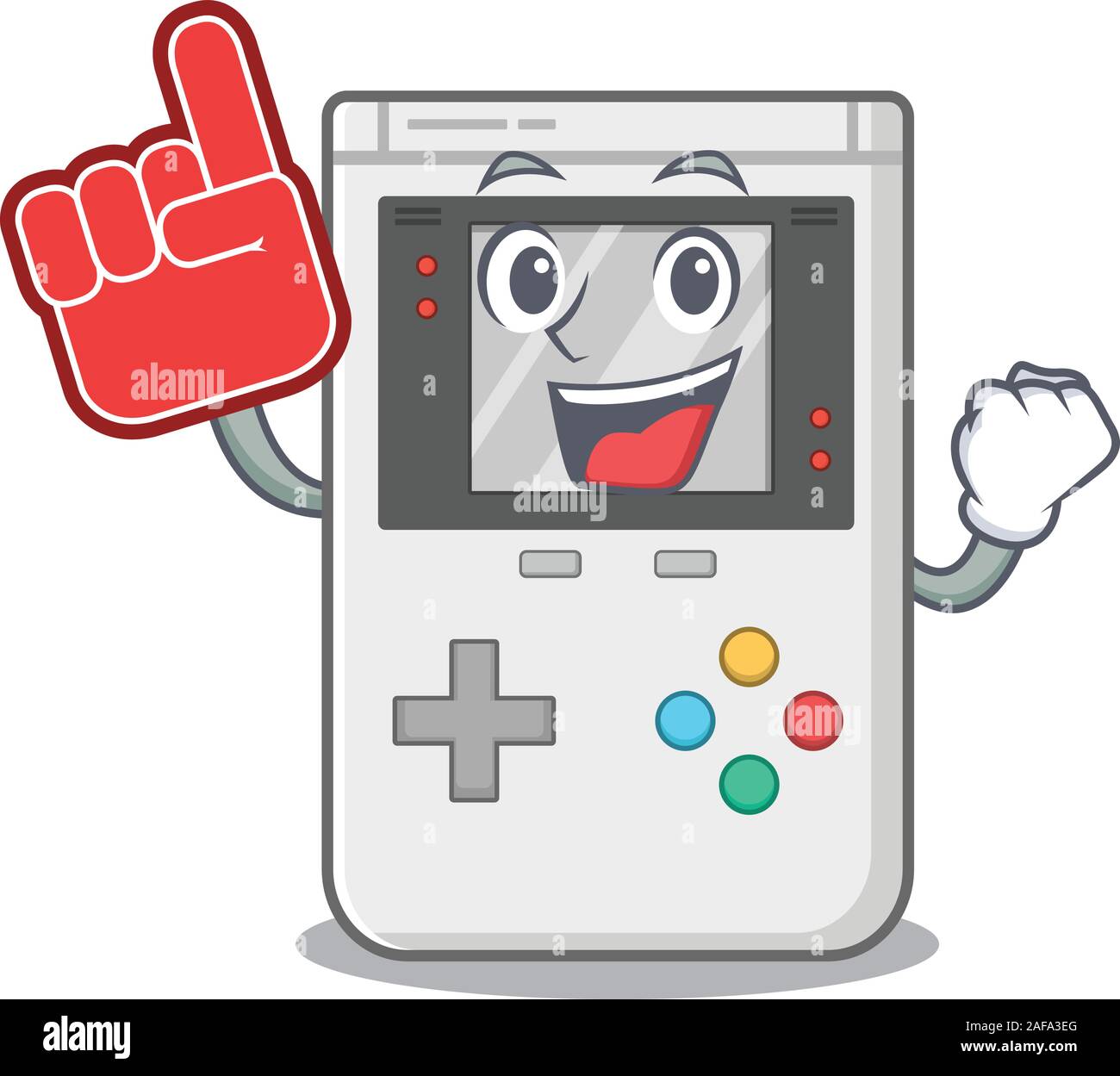 Handheld game Scroll mascot cartoon style with Foam finger Stock Vector ...