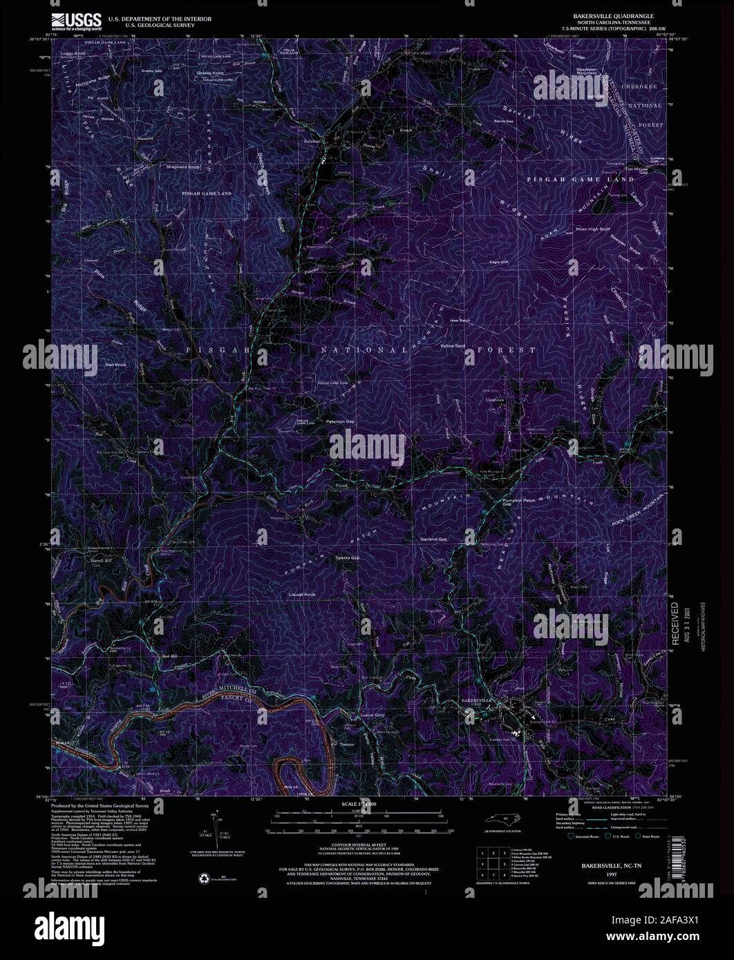 Map of bakersville hi-res stock photography and images - Alamy