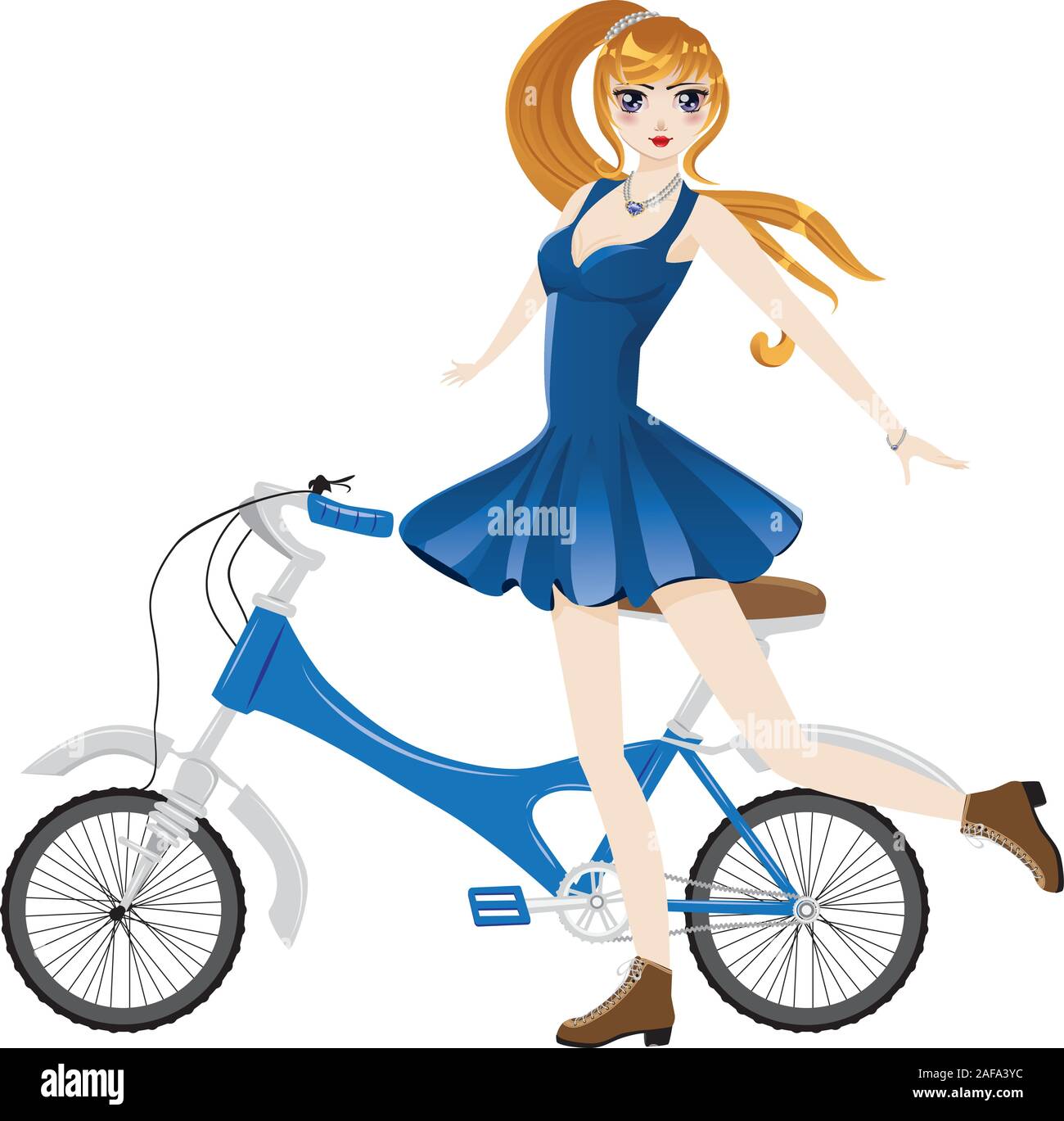 Attractive young woman on bicycle Stock Vector Images - Alamy