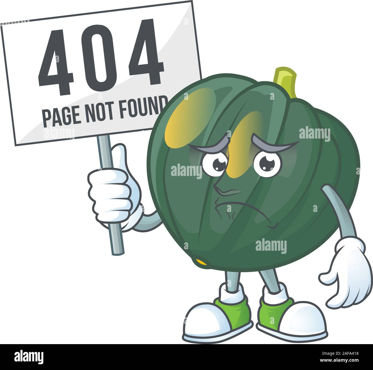 sad face cartoon character acorn squash raised up a board Stock Vector ...