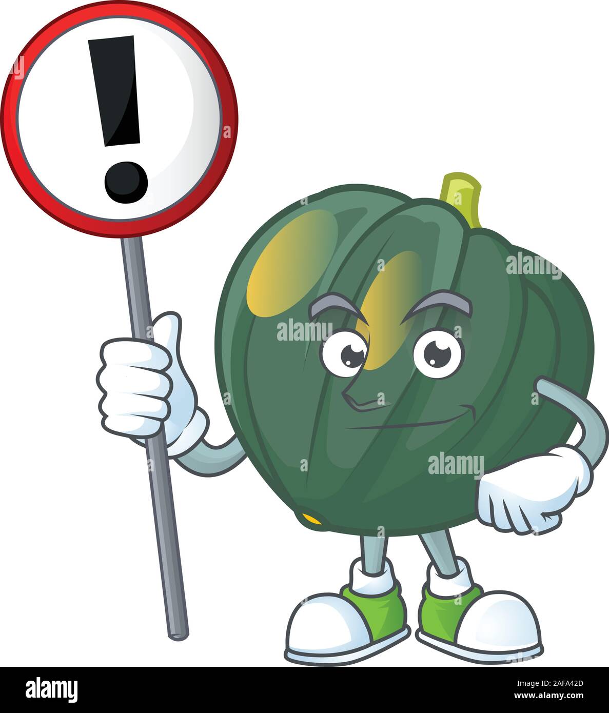 Cartoon mascot of acorn squash bring sign in his hand Stock Vector ...